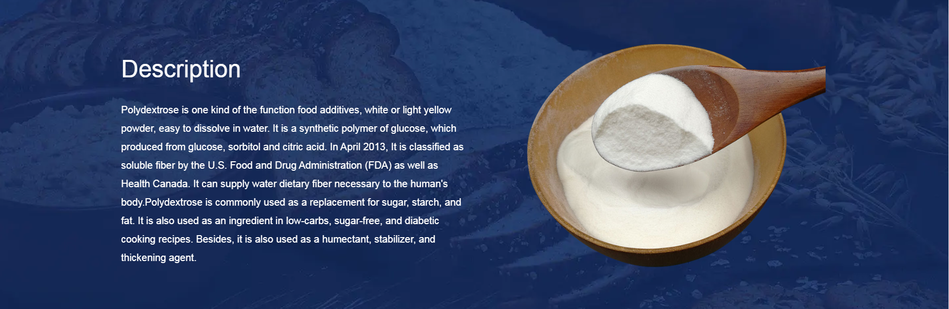 Polydextrose powder, Poly-D-glucose, Cas 68424-04-4